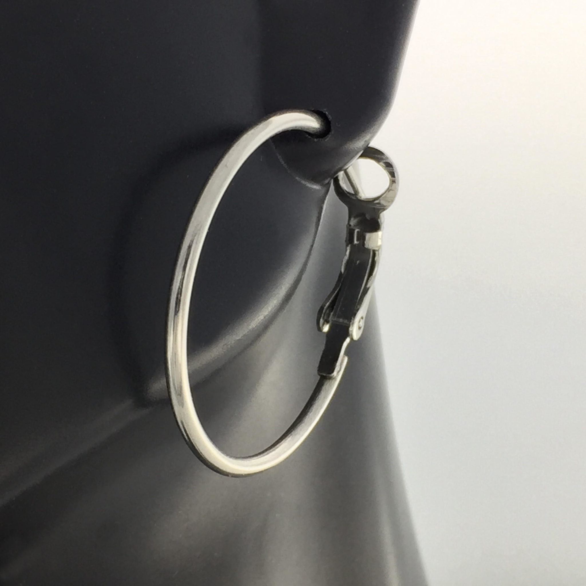 Silver Hoop Spring Catch 1 Inch Earrings - JA291SC - Sensitively Yours