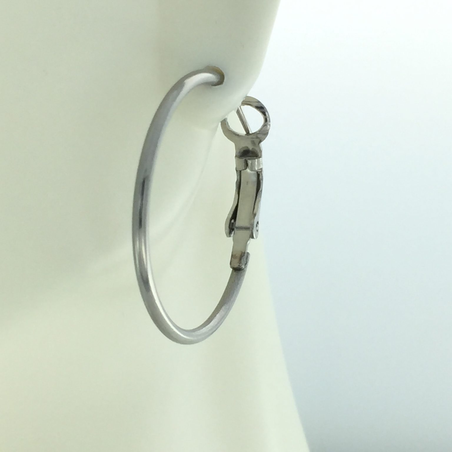 Silver Hoop Spring Catch 1 Inch Earrings - JA291SC - Sensitively Yours